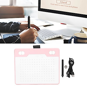 Animation Tablet, 155x100mm Plug and Play 8192 Levels Stylus 233 PPS 5080 LPI Graphics Drawing Tablet for Laptop (Pink)