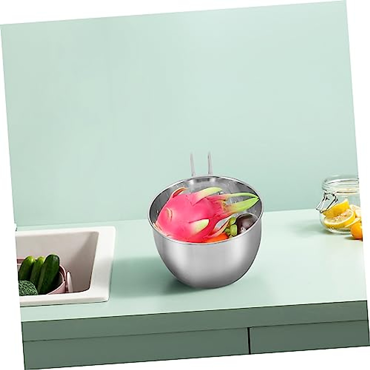 BESTonZON Stainless Steel Water Filter Basket Sink Without Punching Hanging Filter Kitchen Waste Drain Rack Fruit and Vegetable Tableware Storage (Hanging Handle Drain Basket) 1pcs Catcher