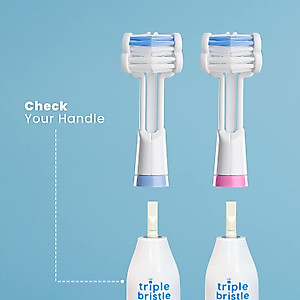 Triple Bristle Replacement Brush Head Refills | Innovative 3 Head Design | Compatible with Triple Bristle Brand Sonic Toothbrush | Color Changing Indicator Bristles | 2 Pack (Blue)