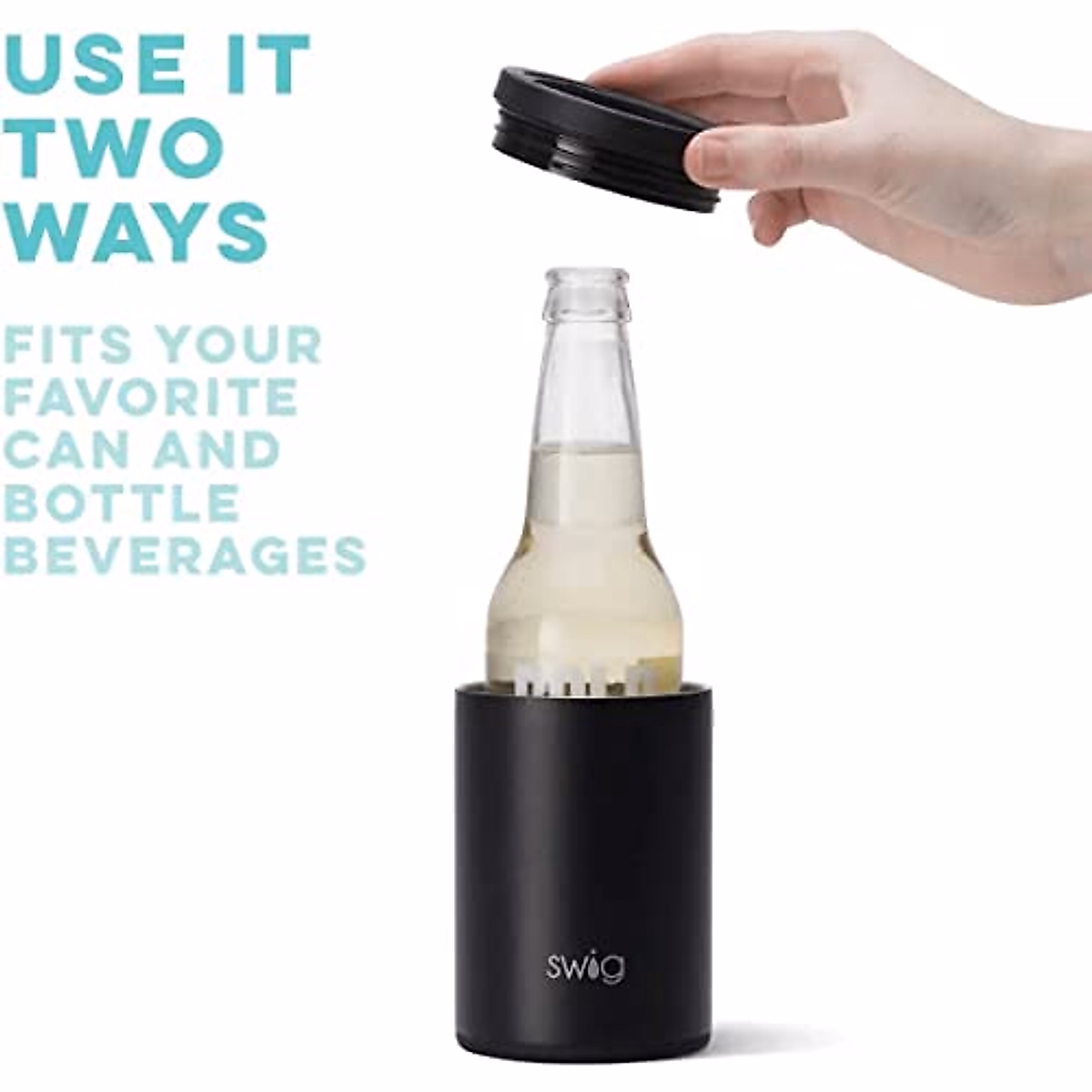 Swig Life Standard Can + Bottle Cooler, Stainless Steel, Dishwasher Safe, Triple Insulated Can Sleeve for Standard Size 12oz Cans or Bottles in Luxy Leopard Print