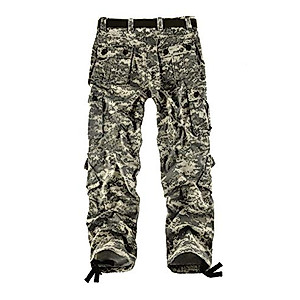 Leward Men's Wild Cotton Casual Military Army Cargo Camo Combat Work Cargo Hiking Pants with 8 Pocket (Digital 1, 34)