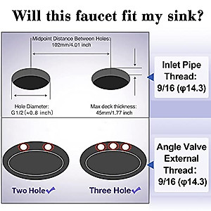 Black Bathroom Faucet 4 Inch 2 Handle - WaterSong Waterfall Bathroom Sink Faucet with Pop-up Drain & cUPC Lead-Free Water Supply Hose, Centerset 360° Swivel Spout Bathroom Faucet, RV Farmhouse Modern