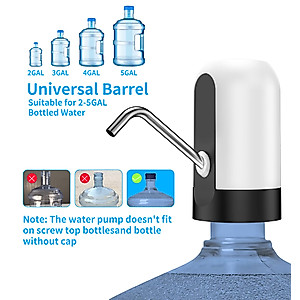 5 Gallon Water Bottle Dispenser USB Charging Automatic Drinking Electric Water Pump for Universal 3-5 Gallon Bottle Portable Water Dispenser Pump for Camping