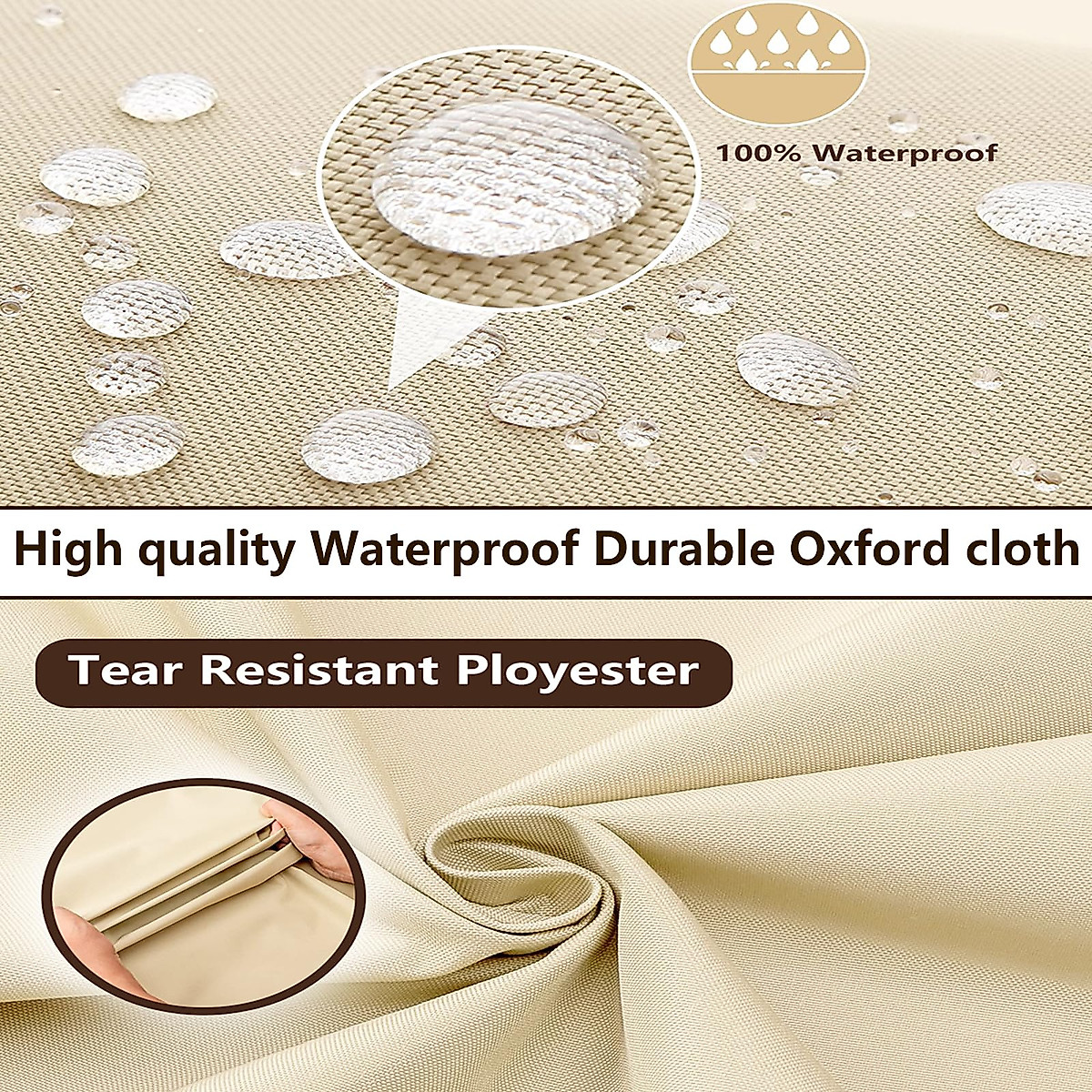 Lawn Mower Covers, 600D Oxford Cloth Riding Lawn Mower Covers Waterproof Outdoor,UV-Proof, Dust-Proof, Rain-Proof And Snow-Proof-All Weather Protection 72"L x 54"W x 47"H(khaki)