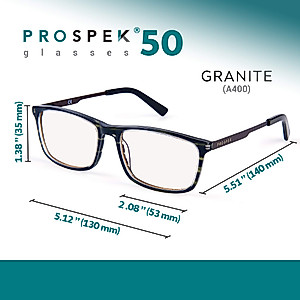 PROSPEK Blue Light Filter Glasses I Computer Eyeglasses for Men I Blue Light Blocking with Clear Lens I Anti Eyestrain I GRANITE