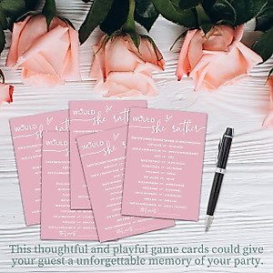 Beshoul Minimalist Bridal Shower Games, Would She Rather, 25 Wedding Party Games, Pink Bridal Shower Games for New Couples Party - B09