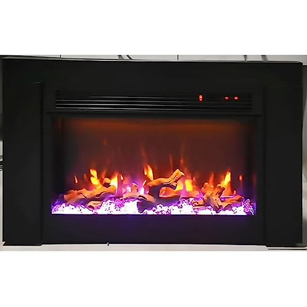 Y Decor 33 in. Realistic Flame Electric Fireplace Insert in Black with Remote Control
