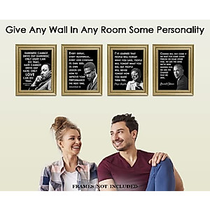 Black Leaders: MLK Jr, Malcolm X, Maya Angelou, Barack Obama: Positive Quotes; Inspirational, Motivational Wall Art Decor Poster for Office, Classroom, Livingroom | Set of 4 Unframed Posters 8x10