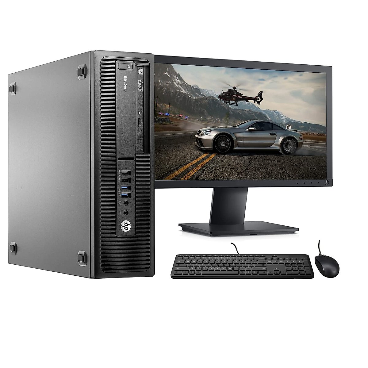 HP 800 G2 SFF Computer PC Intel Core i7 Processor, [ 16GB Ram, 256GB SSD + 1TB HDD ] Wireless WiFi New 27 Inch 4k Gaming Monitor, AMD Radeon RX-550 4GB GDDR5 Graphics, Windows 10 (Renewed)
