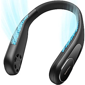 SWEETFULL Portable Neck Fan Bladeless Personal Fan 4000mAh Rechargeable Battery Operated Wearable Small Fan,360° Cooling Airflow, 3 Speed Neck Cooler for Women Men