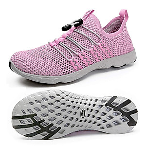 DLGJPA Women's Quick Drying Water Shoes for Beach or Water Sports Lightweight Slip On Walking Shoes Purple 8