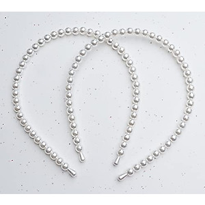 Ruwado 2 Pcs Pearl Headband with Faux Peal Vintage Headpiece Cute Hair Loop Accessories for Women Girls Wedding Gathering Casual Parties Bridal Supplies (Pearl - 8 mm)