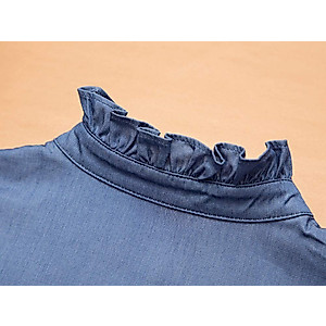HALITOSS Women's Lovely Denim Fake Collar Dickey Half Shirt Decorative Collar Blue