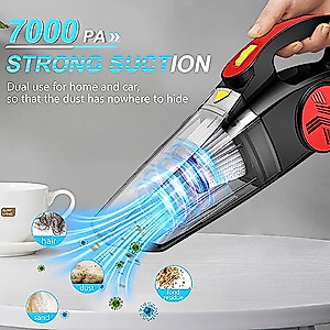 CSCL Handheld Vacuum Cordless Car Vacuum Cleaner, 120W High Power Rechargeable Handheld Car Vacuum with Strong Suction, Portable Wireless Hand Held Vacuum Cleaner Wet Dry for Car, Home, Pet Hair