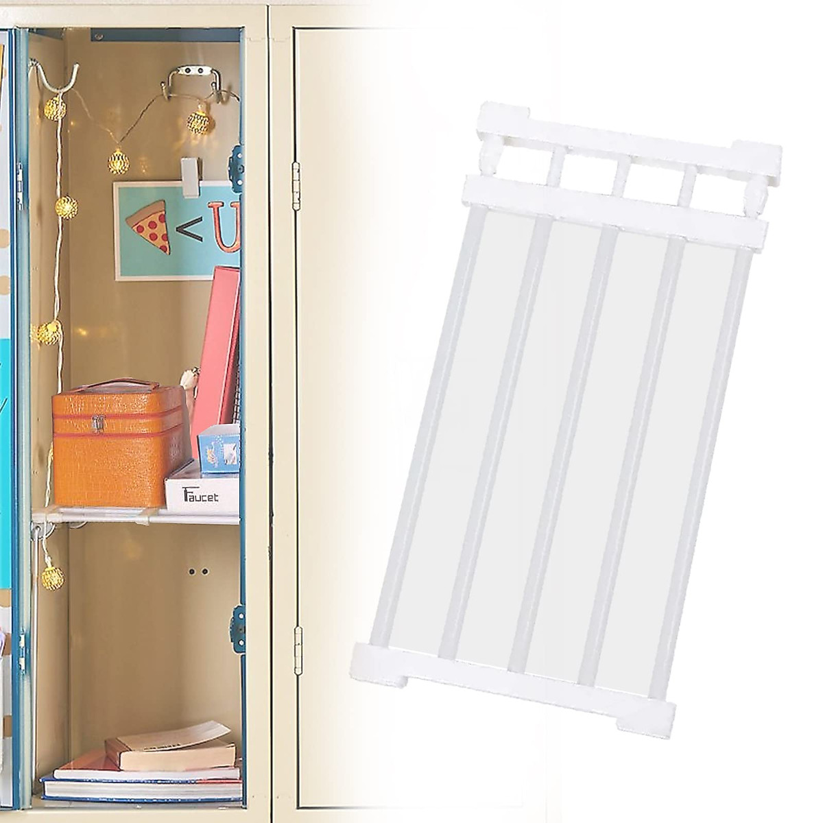 BEMAXYE School Locker Shelf Organizer - Adjustable Separator Shelves Tension Storage Rack for Students, Office Workers, Fits Lockers from 11.8" to 15.7" W (14.2 wide)