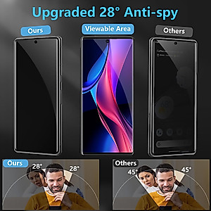 [1+2 Pack] Pixel 7 Pro Privacy Screen Protector with Camera Lens Protector, 3D Full Coverage, 9H Tempered Glass Scratch Resistant, for Google Pixel 7 Pro Screen Protector (6.7 Inch)