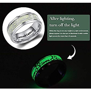 Ashleymade Personalized Couples Rings Set for Him and Her Promise Rings for Couples Engraving Luminous Ring Stainless Steel Engagement Rings for Couples Valentines Day (Couples Rings Set -2)