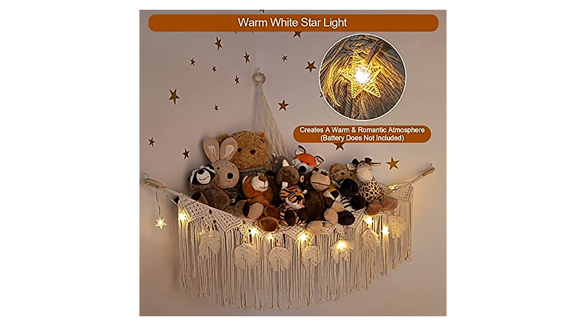 Macrame Stuffed Animal Hammock for Kids - Stylish Storage