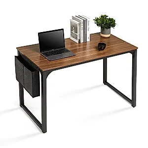 LIFEFAIR Computer Desk 47" Study Writing Desk, Modern Simple Style Laptop Table for Home and Office with Storage Bag, Black
