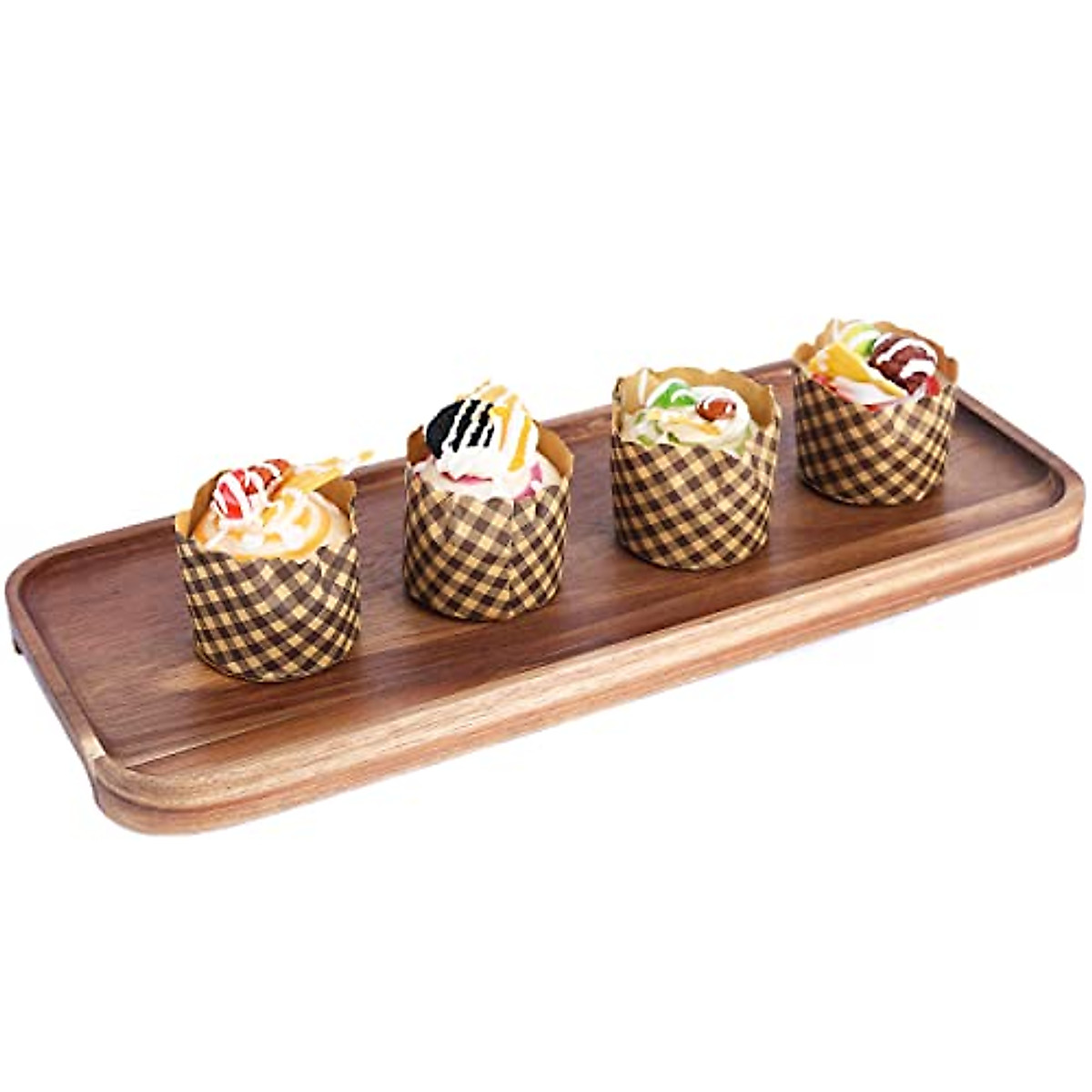 SHENGTIAN Acacia Wood Serving Trays (14 X 5.5 Inches) Rectangular Wooden Serving Platters for Home Decor, Food, Vegetables, Fruit, Charcuterie, Appetizer Serving Tray, Cheese Board (1PCS,13.78in)