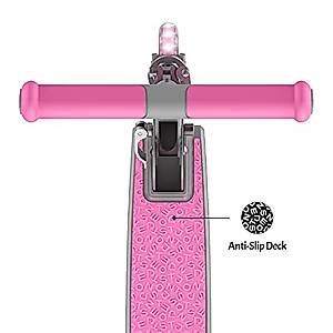 Jetson Scooters - Leo Kick Scooter (Pink) - Collapsible Portable Kids Push Scooter - Lightweight Folding Design with High Visibility RGB Light Up LEDs Wheels and Adjustable Height Handlebars
