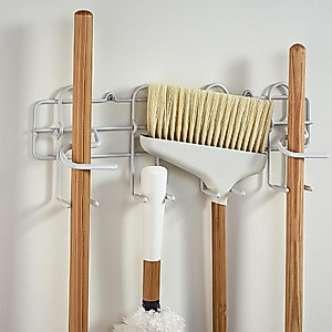 ClosetMaid 3462 Broom & Mop Holder for Wall Or Door Mount, Durable White Metal Steel, 16