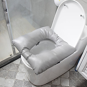 ZXMOBY Bedside Soft Commode seat Cushion, Thick Pad PU Cover with Fixing Straps for Commode Chair, Washable Toilet Seat Cushion Warmer for Elderly Adults