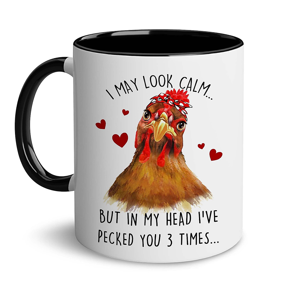 BECHUSKY Chicken Mug - Chicken Gifts - Funny Chicken Lover Gifts for Mom Dad, Chicken Gifts for Chicken Men Women, I May Look Calm Chicken Coffee Mug 11OZ