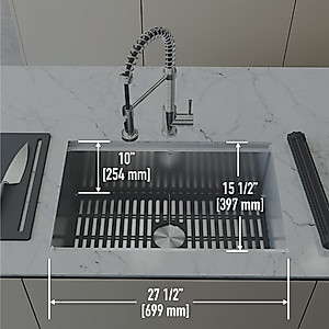 VIGO Mercer 30 inch L x 20 inch W Undermount Stainless Steel Single Bowl Kitchen Sink with Accessories - Kitchen Sink VGR3020CK1