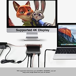 Wavlink Docking Station Compatible with Steam Deck USB 3.1 Gen 2 Type C Display Universal Hub with Power Delivery 4K HDMI Stand Charger for Phone Pad Tablet with 36W Power Adapter