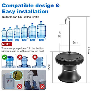 Drinking Water Dispenser Pump with Tray, Maypott Electric Water Pump for 1-5 Gallon Bottle Water Jugs, USB Rechargeable BPA-Free, Portable for Home Kitchen, Outdoor Camping (Black)