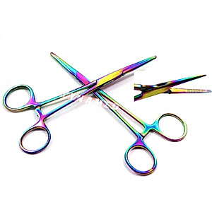 New 5 EA Premium AUTOCLAVABLE Kelly HEMOSTAT Forceps 5.5" Straight Multi Rainbow Color