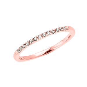 10k Rose Gold Dainty Diamond Stackable Ring(Size 8.25)