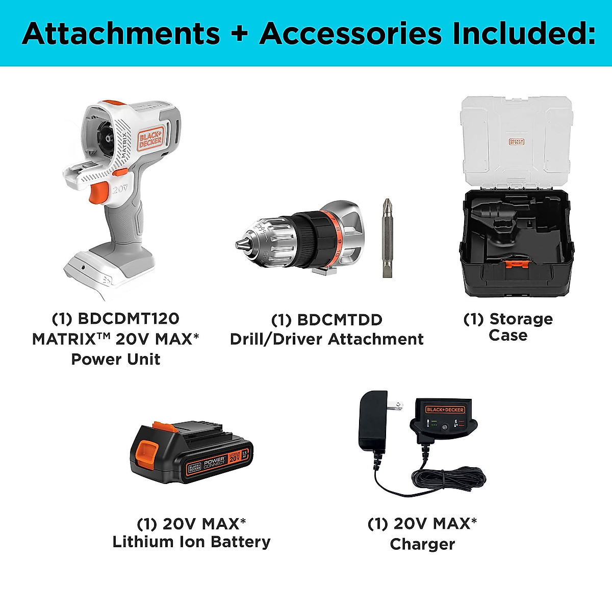 BLACK+DECKER BLACK+DECKER MATRIX 20V MAX* Drill Kit with Storage Case (BDCDMT120WCSTFF)