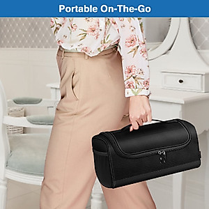 SITHON Travel Carrying Case for Dyson Airwrap Complete Styler and Attachments, Portable Hanging Storage Organizer Bag with Side Pockets Compatible with Shark FlexStyle HD430(Bag Only) (Black)