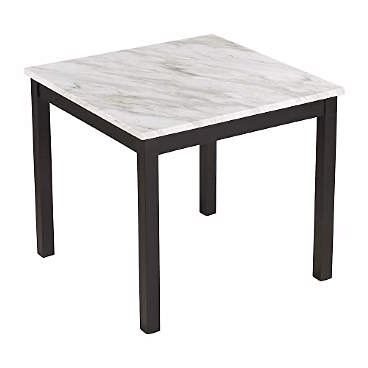 Dining Table Set of 5, Kitchen Chairs Table Set with 1 Faux Marble Dining Rectangular Table & 4 Velvet Upholstered-Seat Dining Chairs, Counter Height Chairs Table Set for Dinette Living Room, Gray