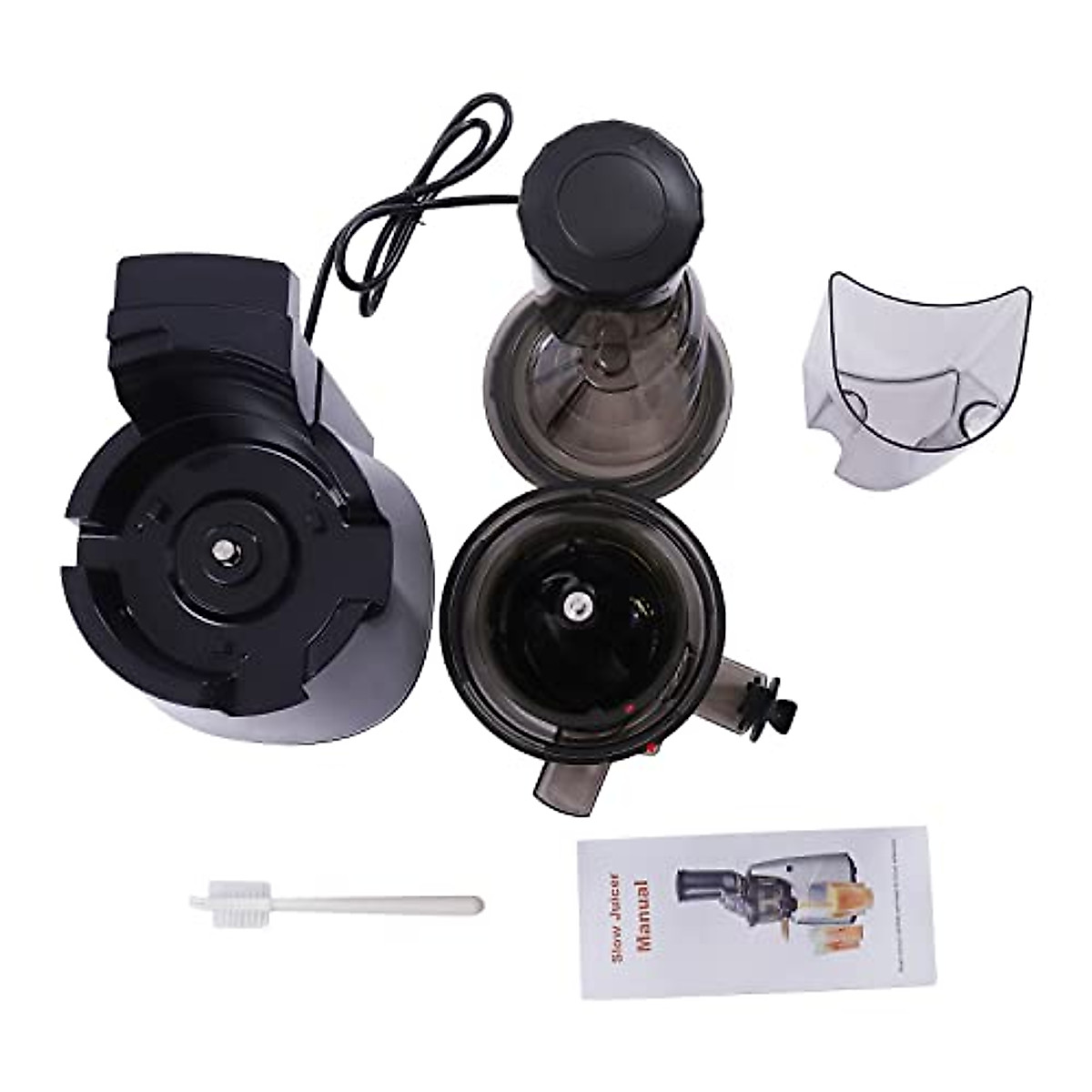 awolsrgiop Juicer Machine, 250W Masticating Juicer Cold Press Slow Juicer Extractor for Home Juicer Machines for Nutrient Fruits Quiet Kitchen Double Slots Stainless Steel High Juice Yield Low Noise