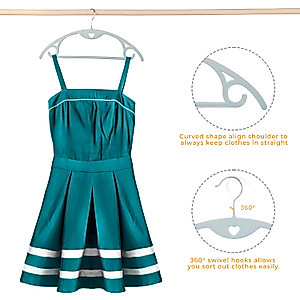 ManGotree Velvet Hangers with Cascade Hole, Non-Slip Rounded Clothes Hangers, Sturdy Felt Hangers, Space-Saving Suit Hangers for Sweaters, Pants, Dresses, Skirts, Coats (50 Pack, Blue)