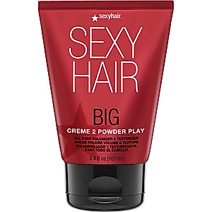 SexyHair Big Creme 2 Powder Play All Over Volumizer and Texturizer, 3.4 Oz | Up to 100% More Volume | Creme to Powder Formula | All Hair Types