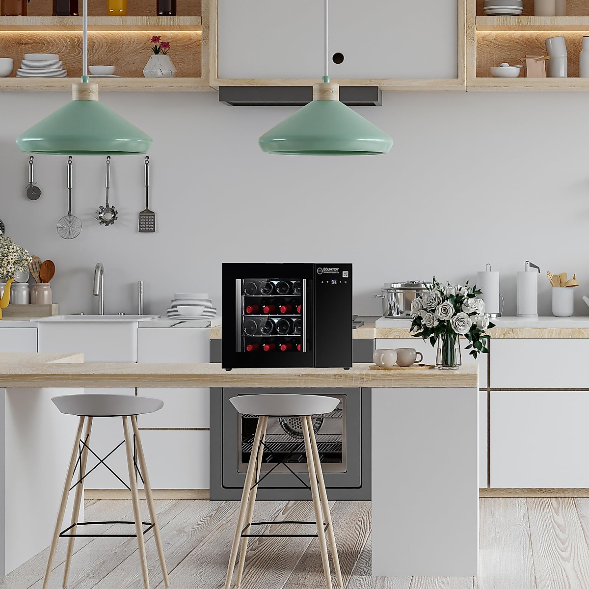 Equator 16 Bottle Wine Refrigerator, Single-Zone, Freestanding/Built-in, Anti-UV Glass Door, Temp Range 41°F-71.6°F, Touchpad Controls, Auto Defrost, 110V