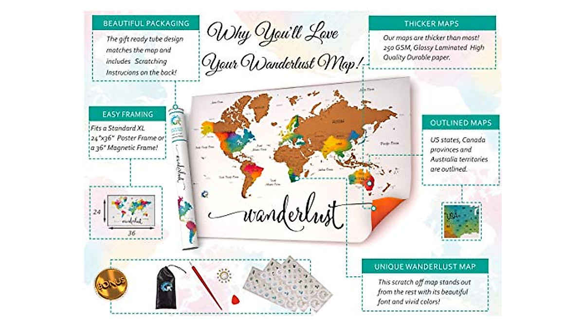 Deluxe Scratch Off Map - Capture Your Travel Adventures