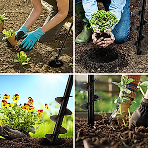 HOOPLE Garden Auger Drill Bit for Planting. Auger Drill Bit Plant Flower Bulb Auger Hole Drill Bulb Planter Auger for 3/8" Hex Drive Drill. (1.6"x16"+ 3.5"x16")