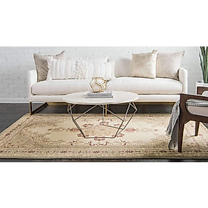 Unique Loom Versailles Collection Traditional Classic Border with Medallion Motif, Area Rug (3' 3 x 5' 3 Rectangular, Green/ Ivory)