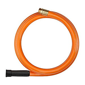 Worth Garden LEAD-IN Short Garden Hose 3/4 in. x 10ft. NO KINK,No Leak,HEAVY DUTY Durable PVC Water Hose with Brass Hose Fittings, Male to Female Fittings,Orange,12 YEARS WARRANTY,H065C02