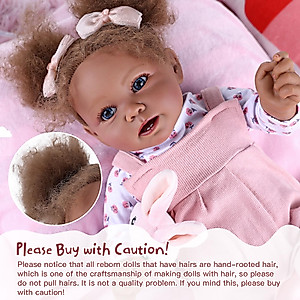 BABESIDE Reborn Baby Dolls Black Girl - 20 Inch - African American Girl Blue Eyes - Vinyl Head & Limbs, Cloth Body - Realistic-Newborn Baby Dolls with Accessories Gifts for Kids Girls Boys