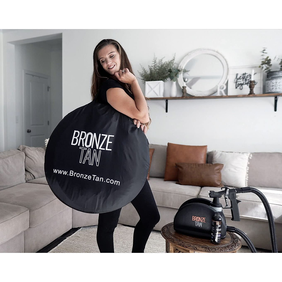 Bronze Tan Spray Tan Tent Pop Up for Spray Tan Professional - Waterproof Spray Tan Booth with FREE Portable Spray Tent Carrying Case - Self Tanning Booth - Black