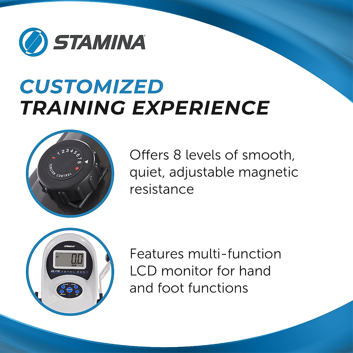 Stamina Elite Total Body Recumbent Bike with Arm Workout - Recumbent Cross Trainer with Smart Workout App for Home Workout - Up to 250 lbs Weight Capacity