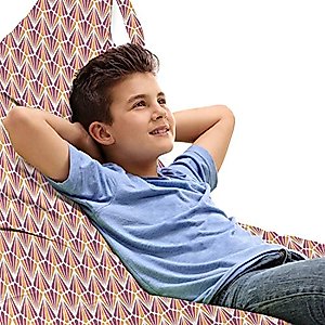 Ambesonne Nostalgic Lounger Chair Bag, Vintage Classic Theme Shell Shaped Colorful Motifs Illustration, High Capacity Storage with Handle Container, Lounger Size, Mauve Orange and Dried Rose