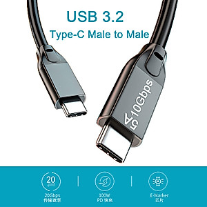 Grtoeud USB C to USB C 3.1 Cable 15FT, 10Gbps USB 3.1 Gen 2 Cable, 4K@60Hz Monitor Cord and 100W Fast Charging with E-Mark for Thunderbolt 3/4, MacBook Pro/Air,iPad Pro,Oculus, SSD,Galaxy S23(Black)