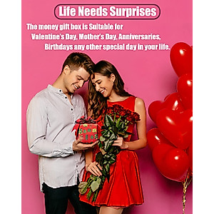 JSUPMKJ Money Box for Cash Gift Pull, Money Roll Gift Box, DIY Gift Box with Wrapping Paper, Money Pull Gift Box for Birthday/Christmas/Valentine's Day